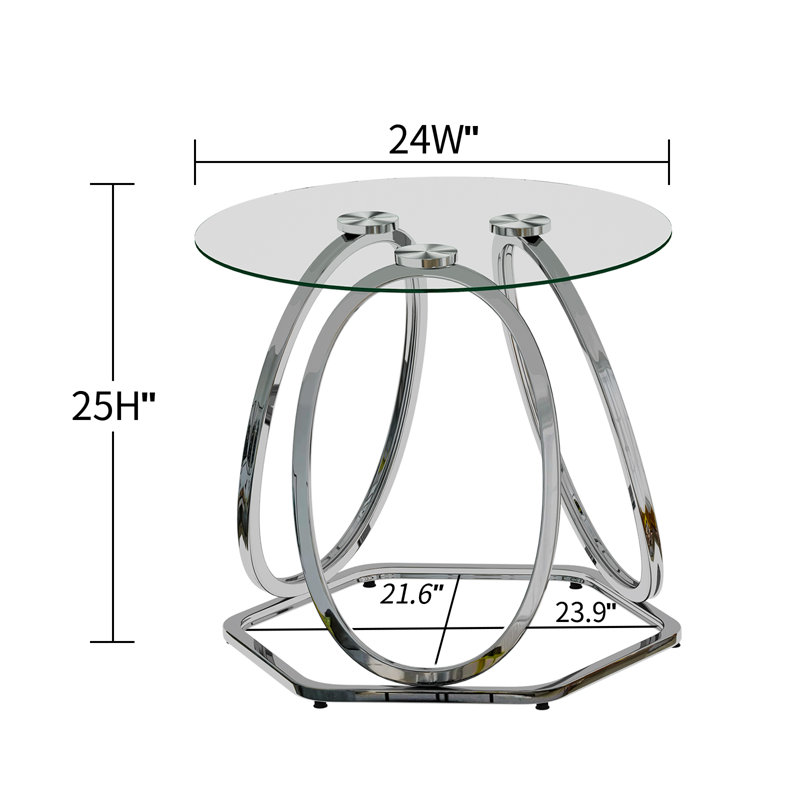 Mercer41 Modern Round Glass End Table For Living Room | Wayfair