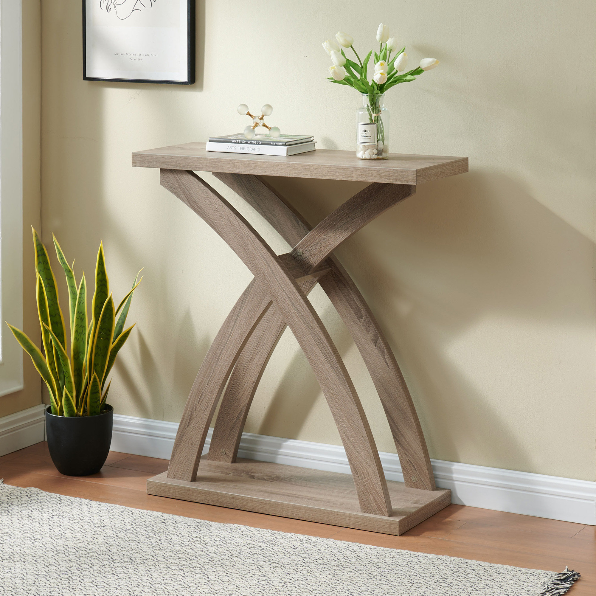 Lark Manor Hallway Entryway Foyer Front Door Console Table Curved Legs ...