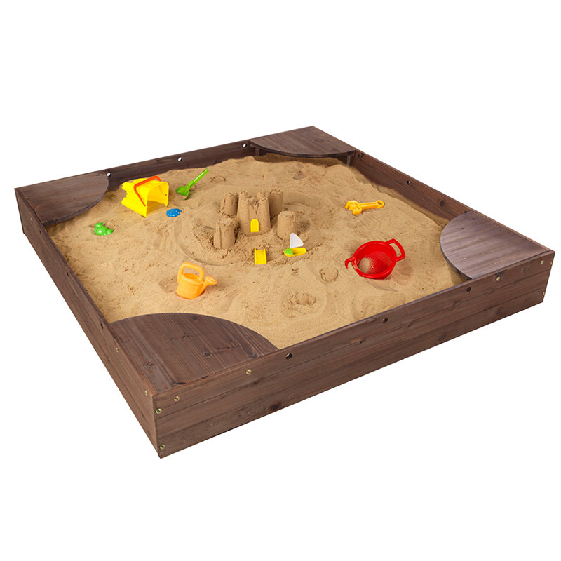 KidKraft Wooden Backyard Sandbox with Built-in Corner Seating and Mesh ...