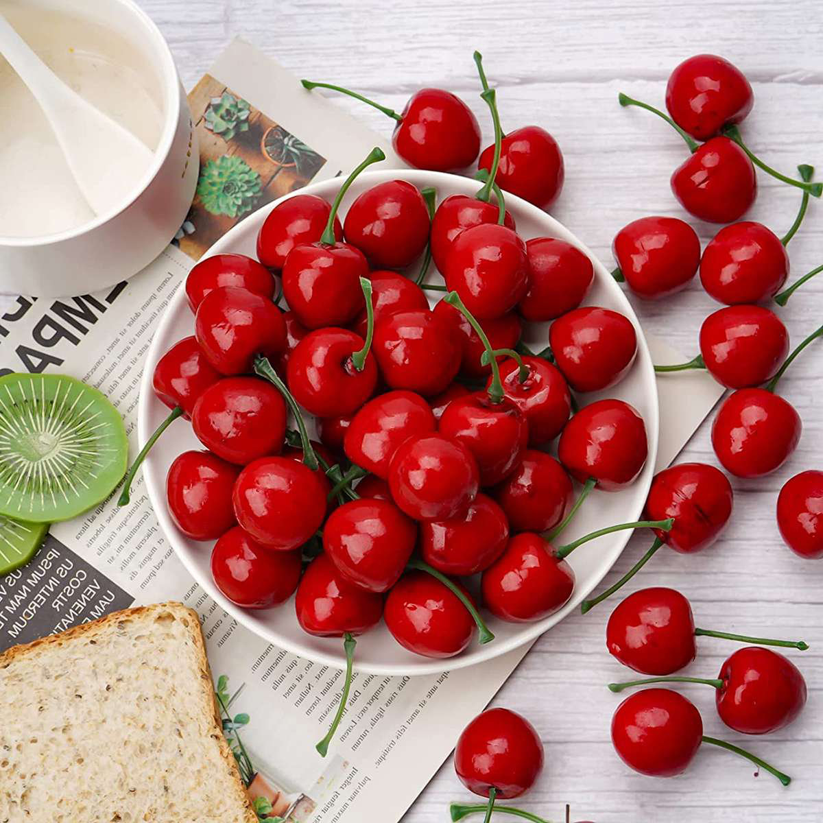 Ebern Designs Maziko Artificial Red Cherries Sculpture | Wayfair