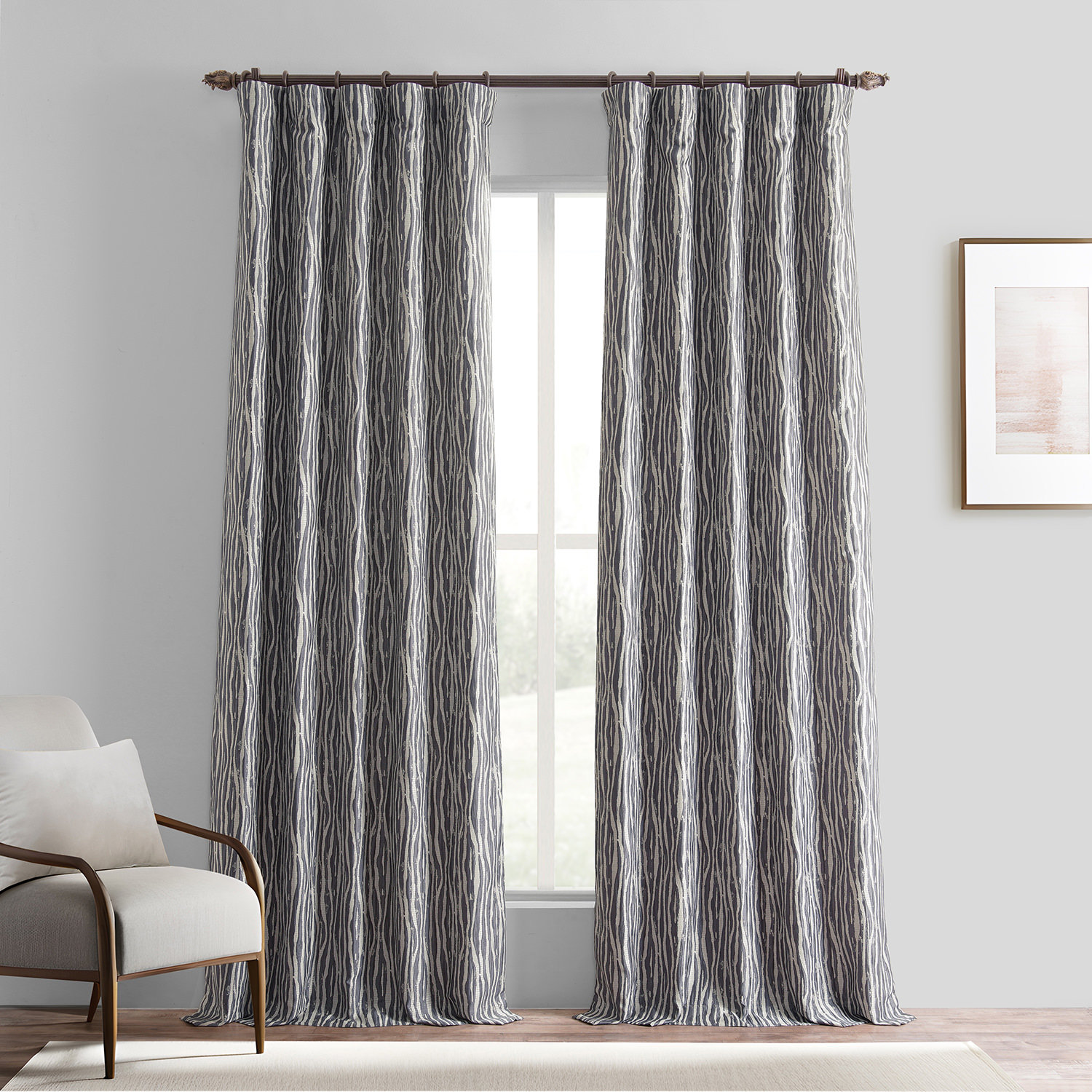Wrought Studio™ Abstract Arbor Waves Jacquard Room Darkening Curtains ...