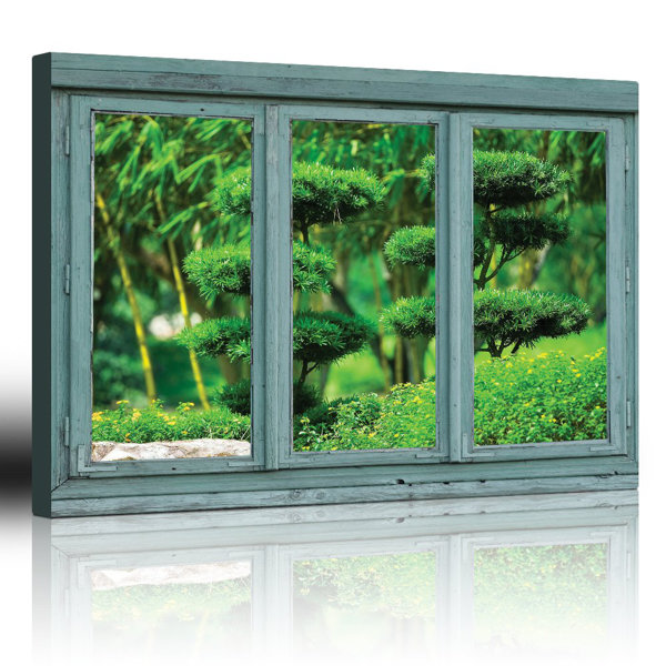 IDEA4WALL Window Scene " Vintage Teal Window Looking Out Into A ...
