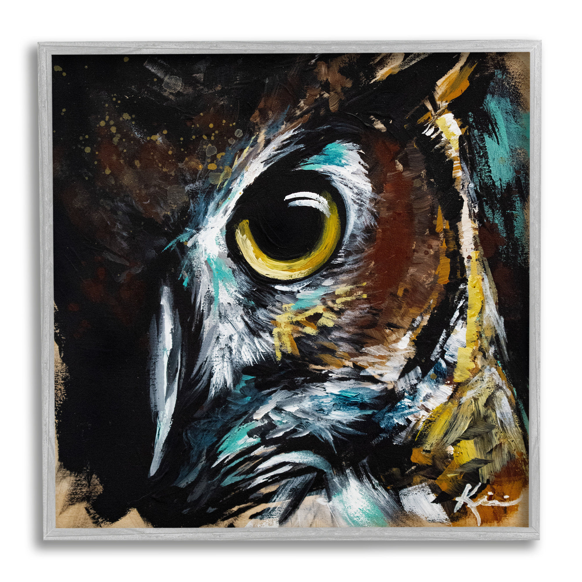 Stupell Industries Intense Owl Eye Portrait Wildlife Framed Giclee Art ...