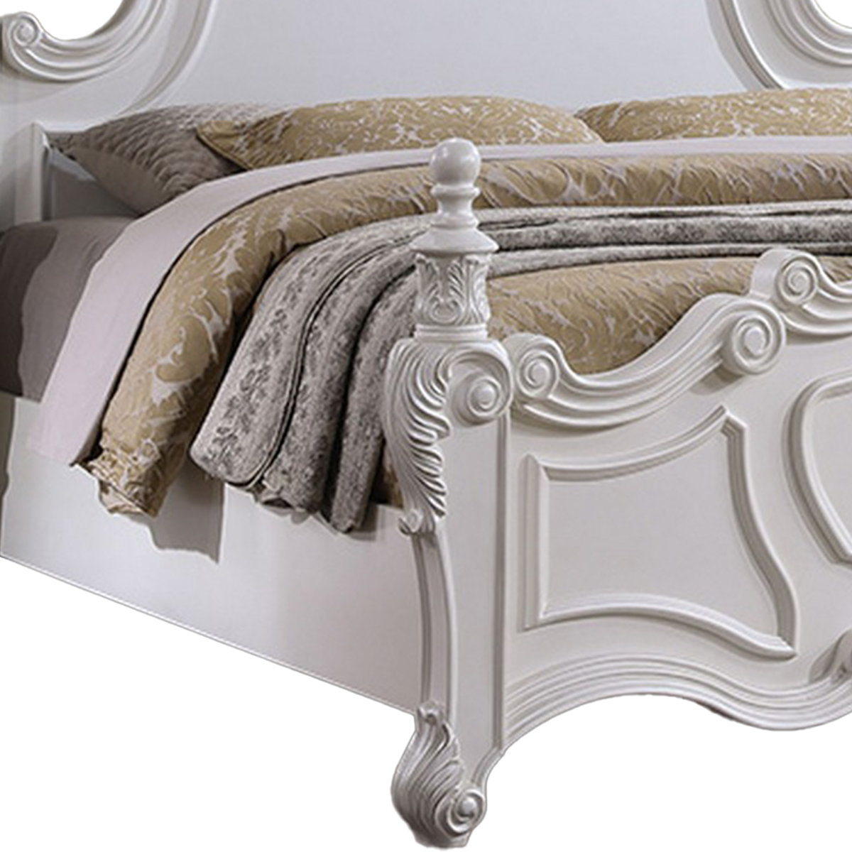 Benjara Frank Bed, Carved Details, Finial Posts, Solid Wood & Reviews ...