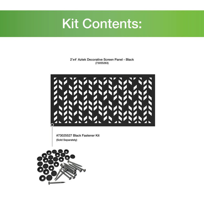Barrette Outdoor Living 2 ft. x 4 ft. Aztek Black Decorative Screen ...