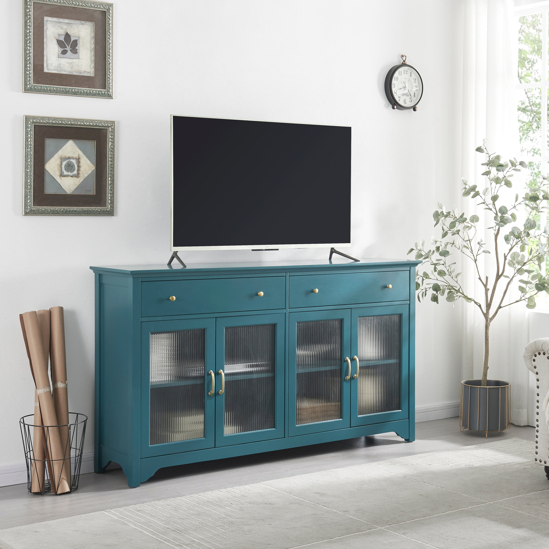 Red Barrel Studio® 65" Sideboard With Storage, Teal Blue Hint ...