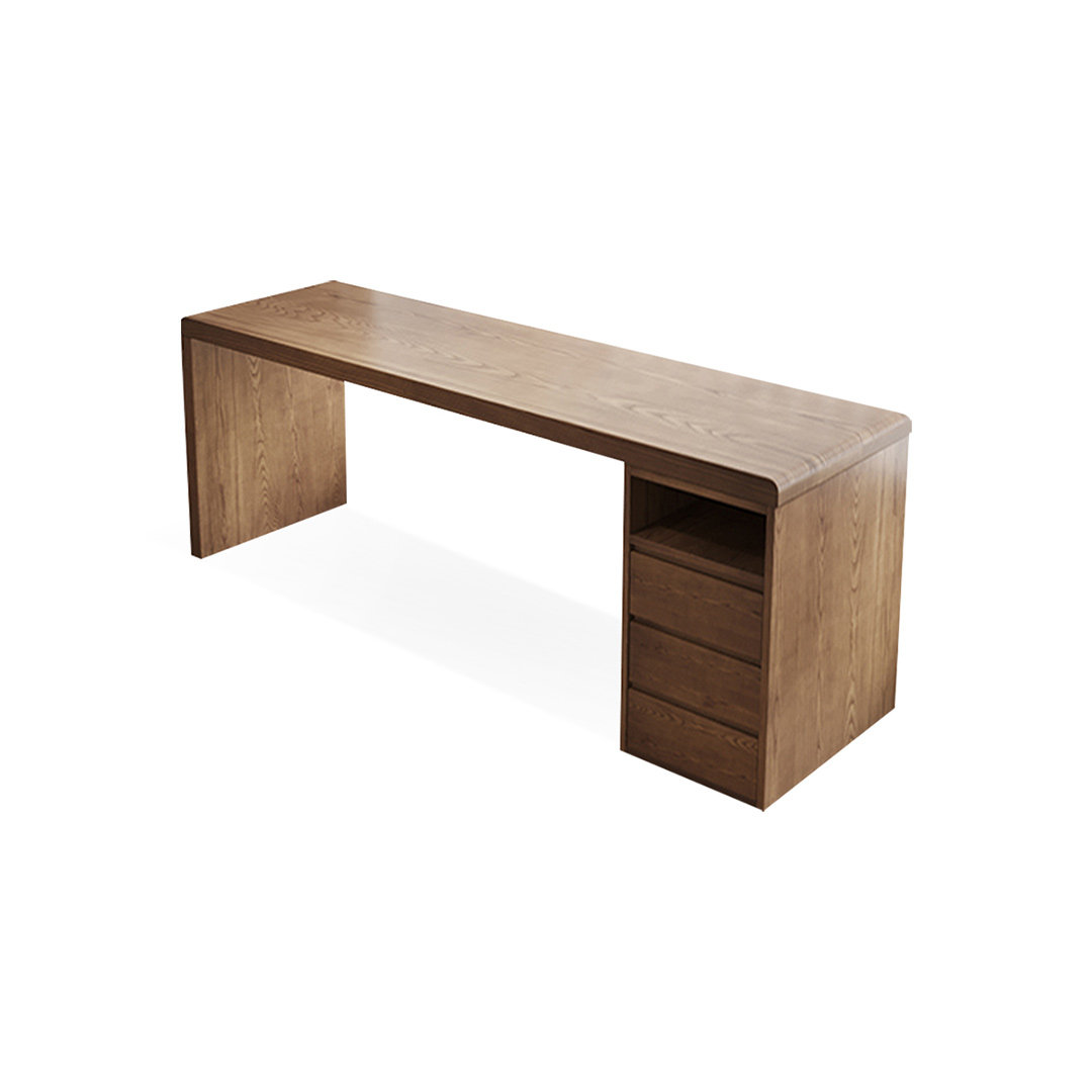 Furnire Lewi Light-walnut Rectangular Solid Wood desks | Wayfair
