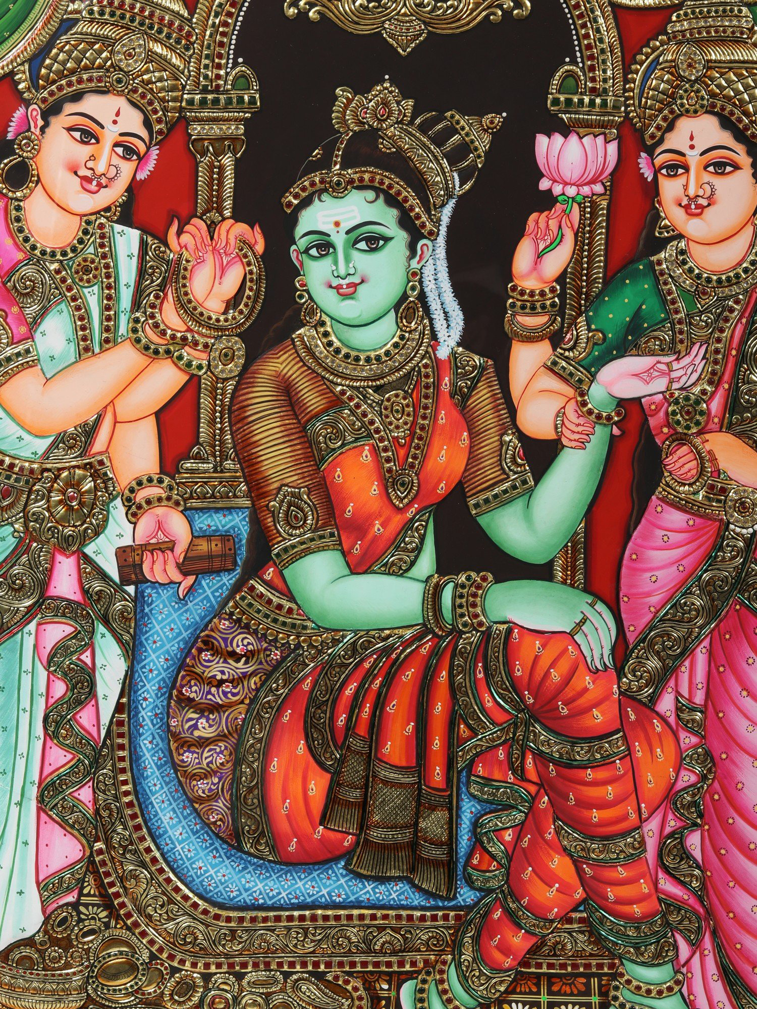 Exotic India Goddess Lakshmi & Devi Saraswati Doing Wedding Shringar of ...