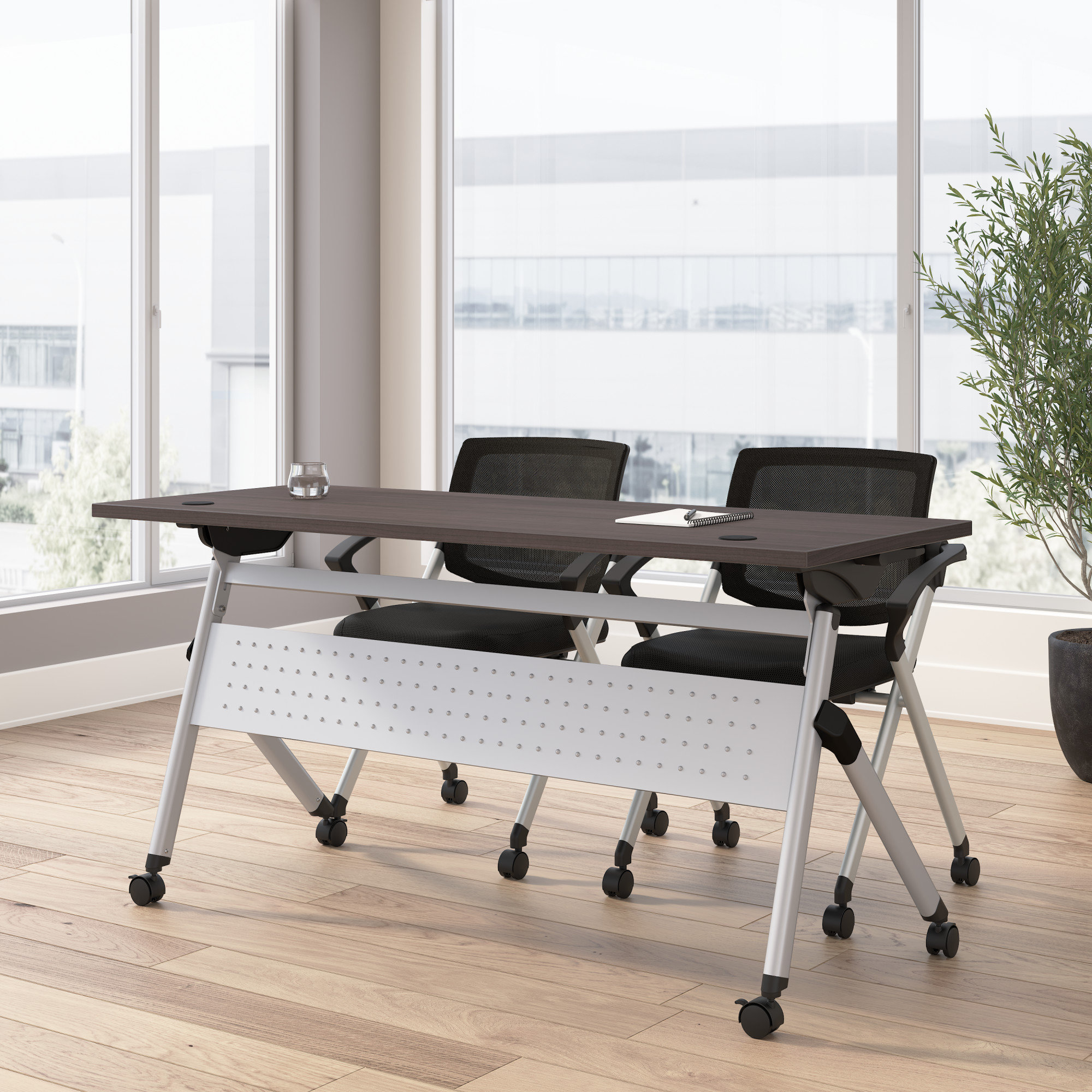 Bush Business Furniture Envision Training Table And 2 Folding Chairs ...