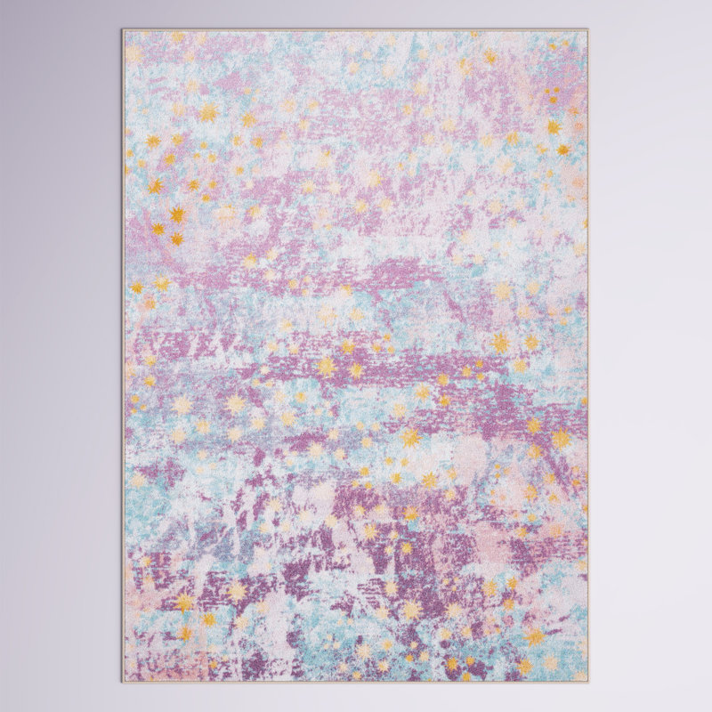 Hashtag Home Eudora Purple/Light Blue/Yellow Rug & Reviews | Wayfair