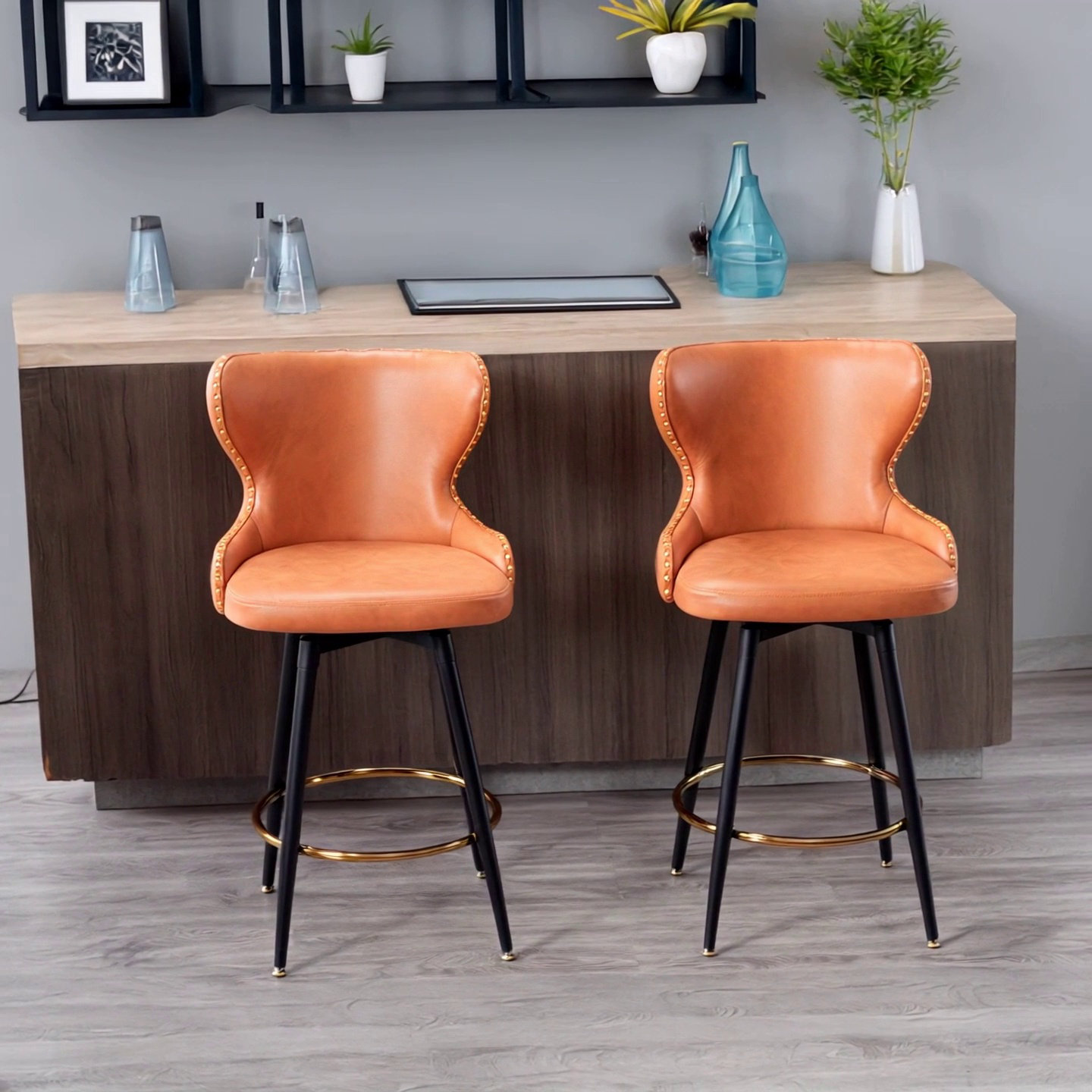 House of Hampton® Counter Height 25" Modern Leathaire Fabric Bar Chairs ...