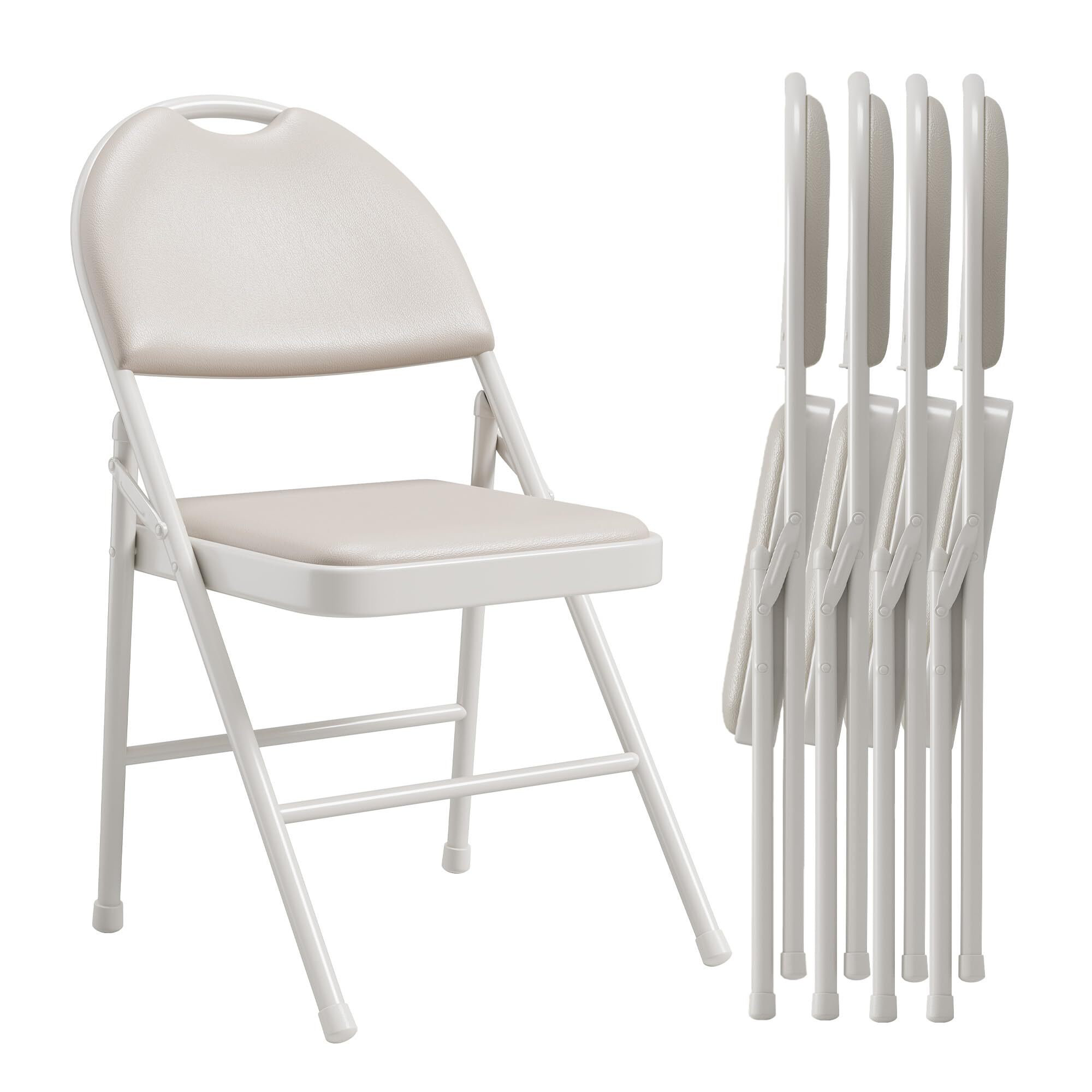 Inbox Zero Folding Chairs 4 Pack, Metal Foldable Chair With Cushion And ...