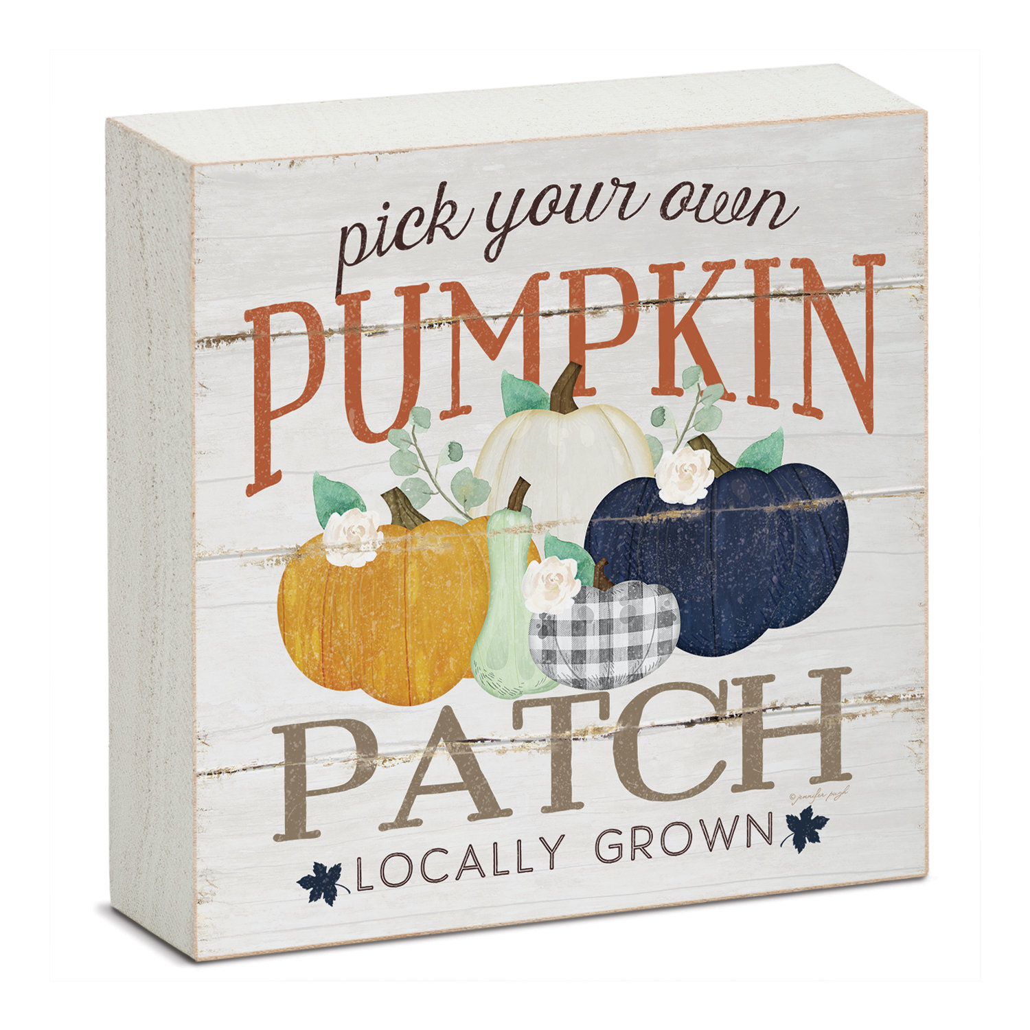 August Grove® Pumpkin Patch Freestanding Solid Wood Block Sign | Wayfair