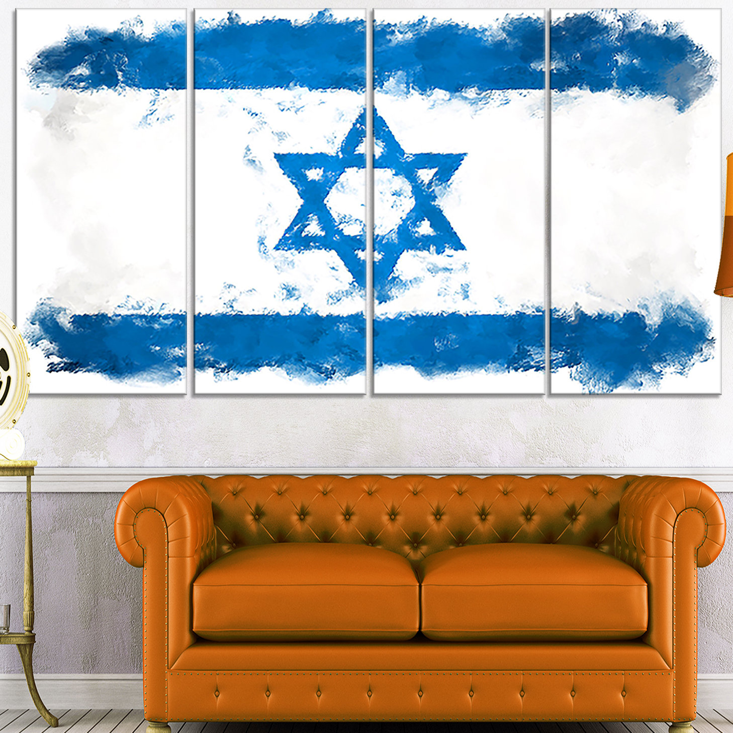 Design Art 'Israel Flag Illustration' 4 Piece Painting Print on Wrapped ...