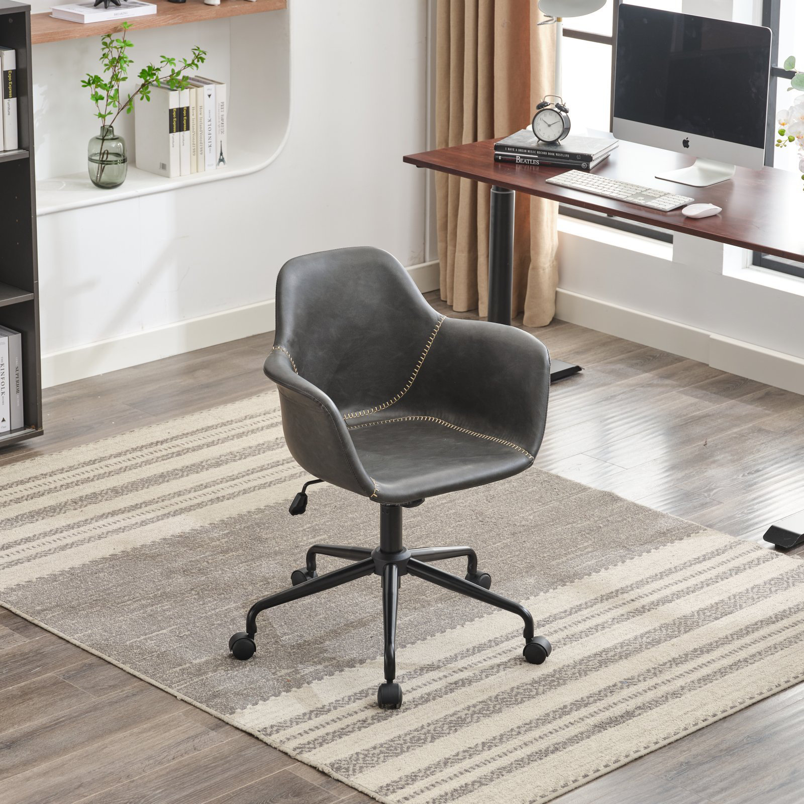 17 Stories Mid-century Modern Office Chair,rolling Swivel Height ...