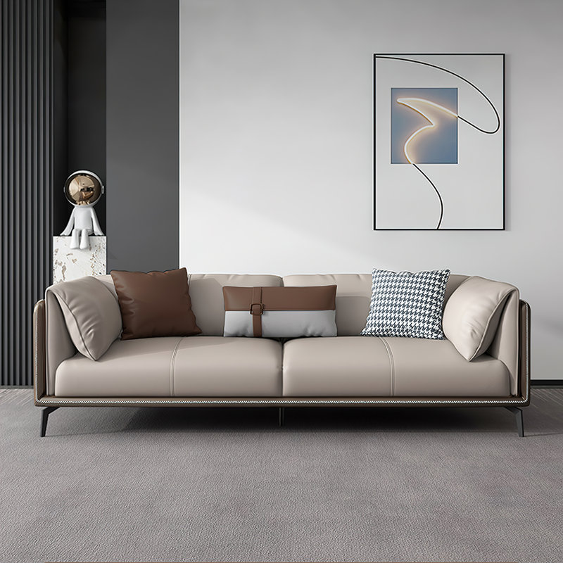 Wrought Studio™ Beniamino Nordic Luxury Simple Three Seat Faux Leather ...