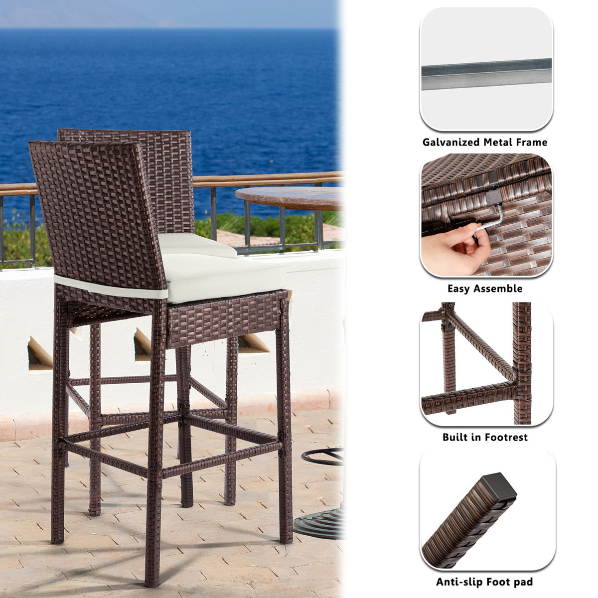Latitude Run® Outdoor Bar Set For Patio 6Pcs Outdoor Bar Tables And ...