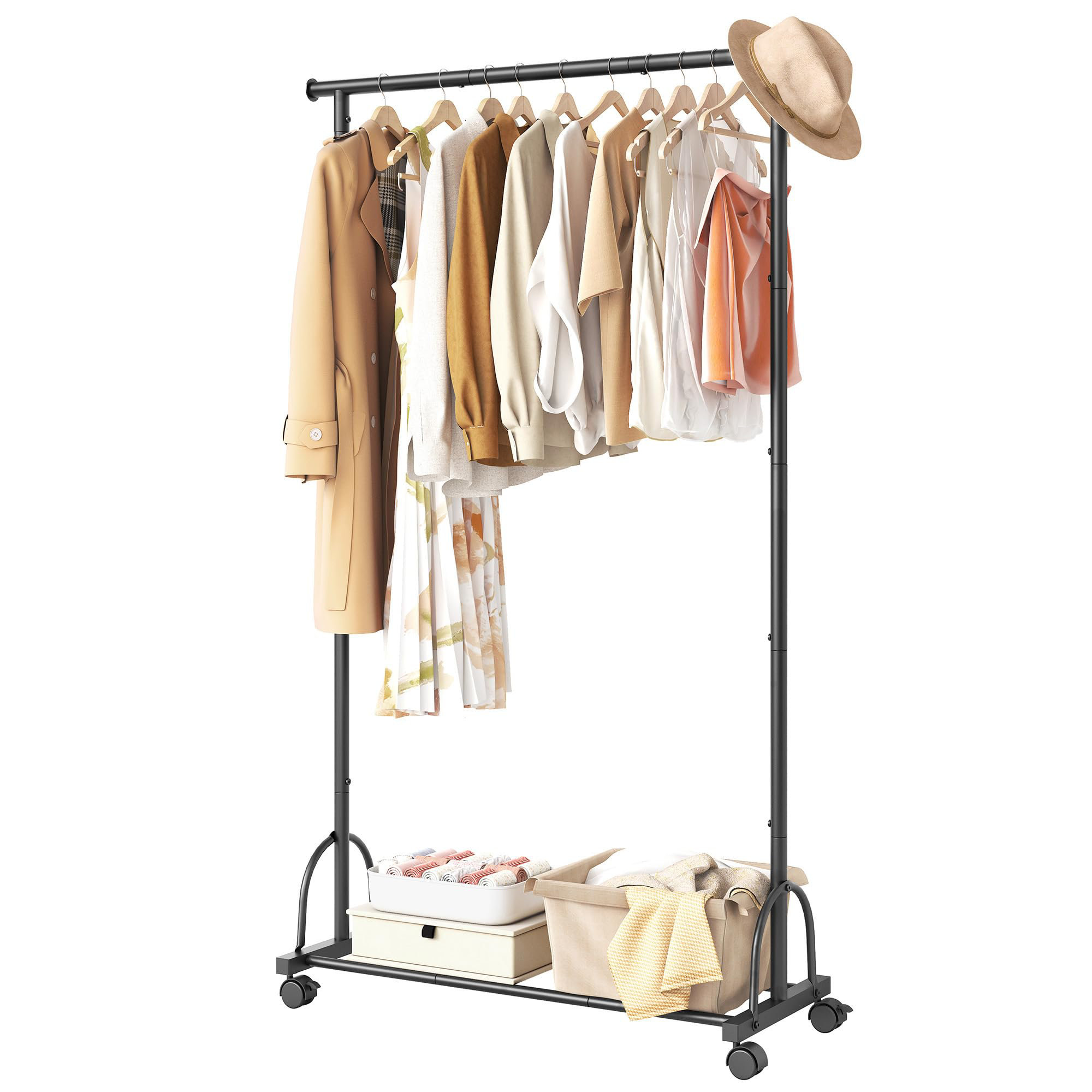 Rebrilliant Clothes Rack with Wheels Clothing Racks for Hanging Clothes ...