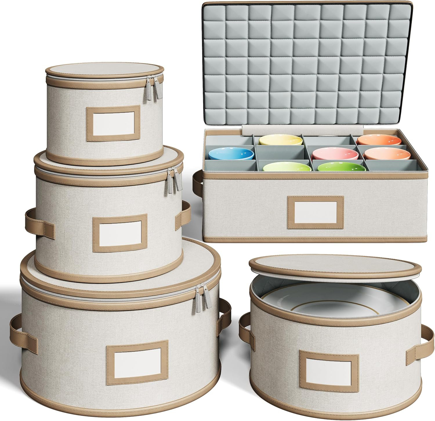Hokku Designs 5 Piece Set For Storing Dinner Plates, Salad Plates, Mugs ...
