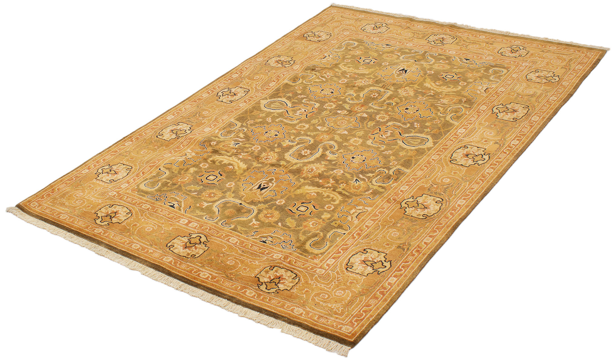 World Menagerie One-of-a-Kind Odi Hand-Knotted 2010s Ushak Dark Olive ...