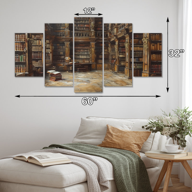 Winston Porter Brown Beige Vintage Library Books II - Libraries Wall ...