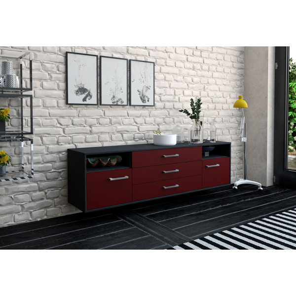 Brayden Studio Baelyn TV stand, color: rust/anthracite, flying/metal ...