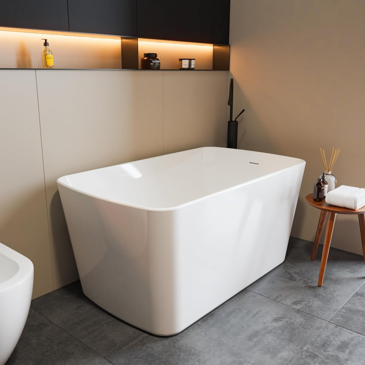 gaomon 49"Acrylic Freestanding Bathtub，Square Shape Janpanese Soaking ...