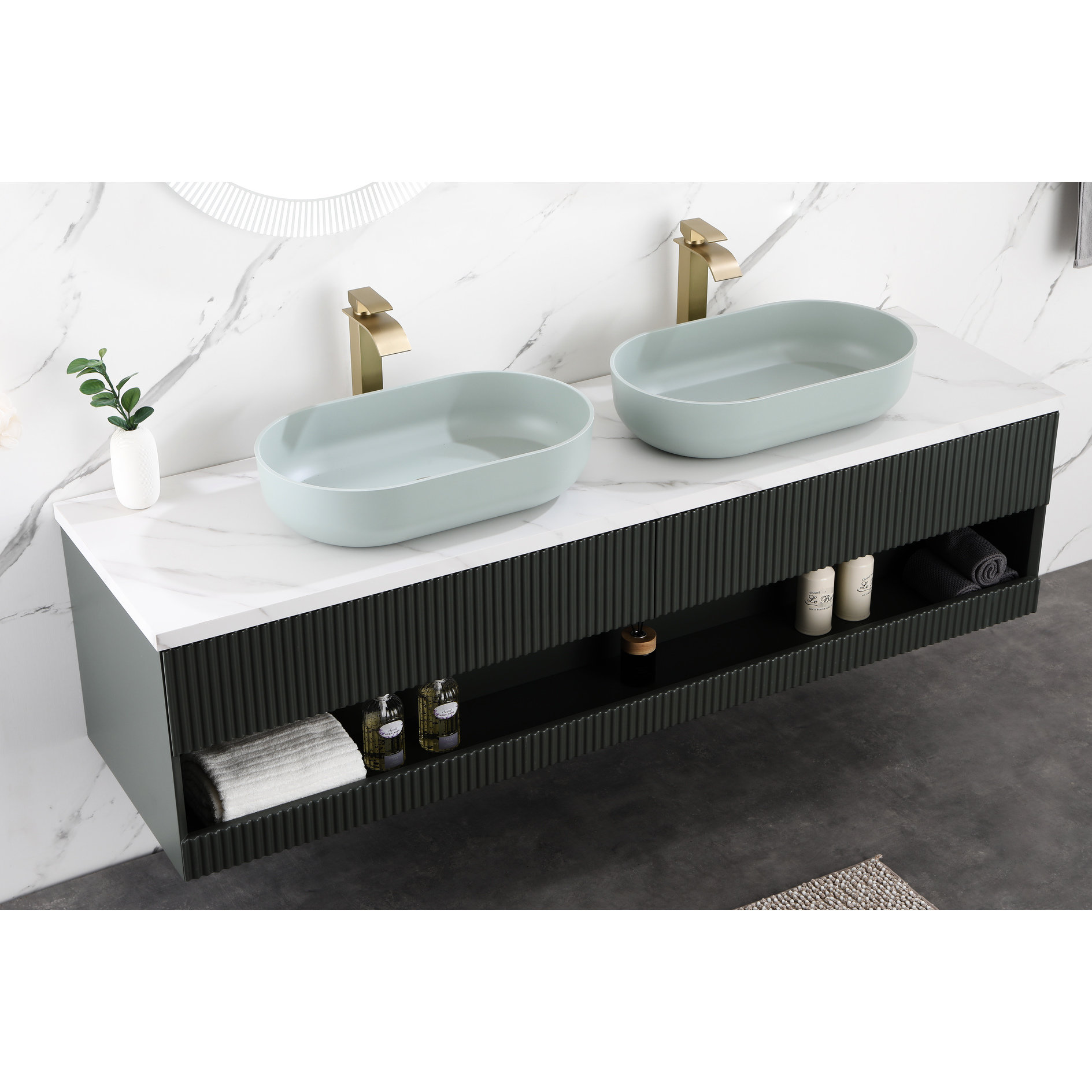 BalmyBoulevard Bathroom Sink - Rectangular 24 In., Blue Abs, Above ...