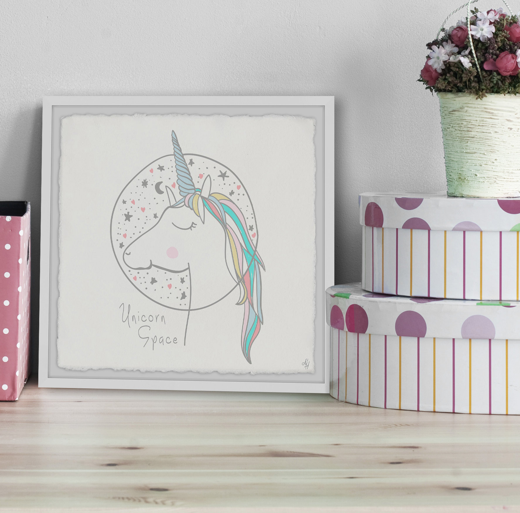 Isabelle & Max™ Juniata 'Unicorn Space' Framed Print | Wayfair