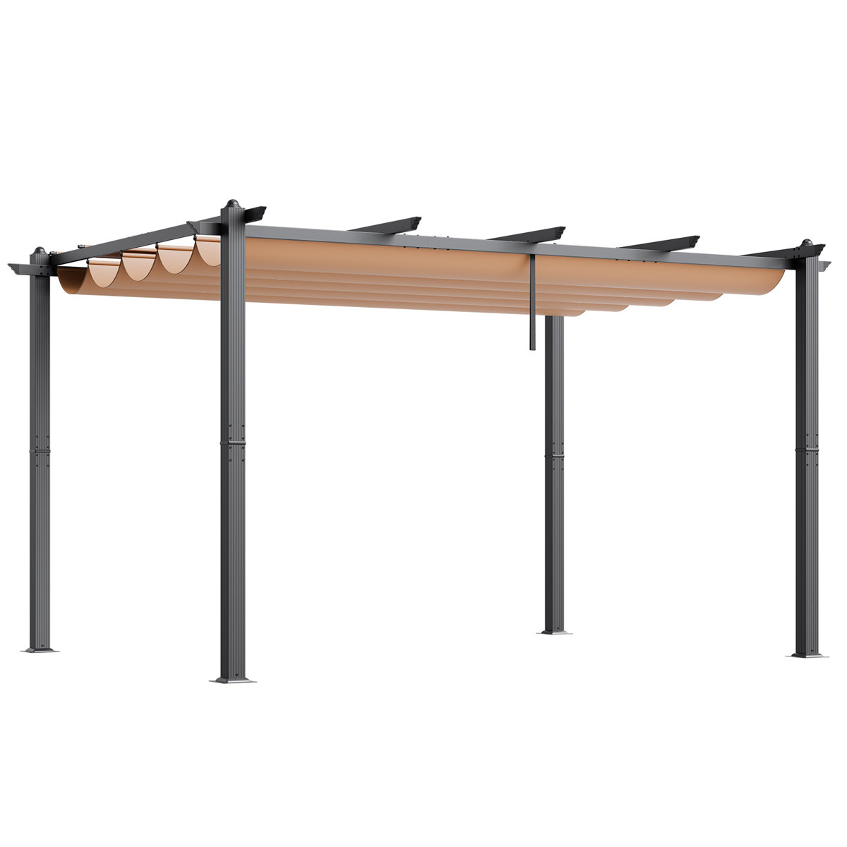 VEVOR Outdoor Retractable Pergola with Sun Shade Canopy Aluminum ...