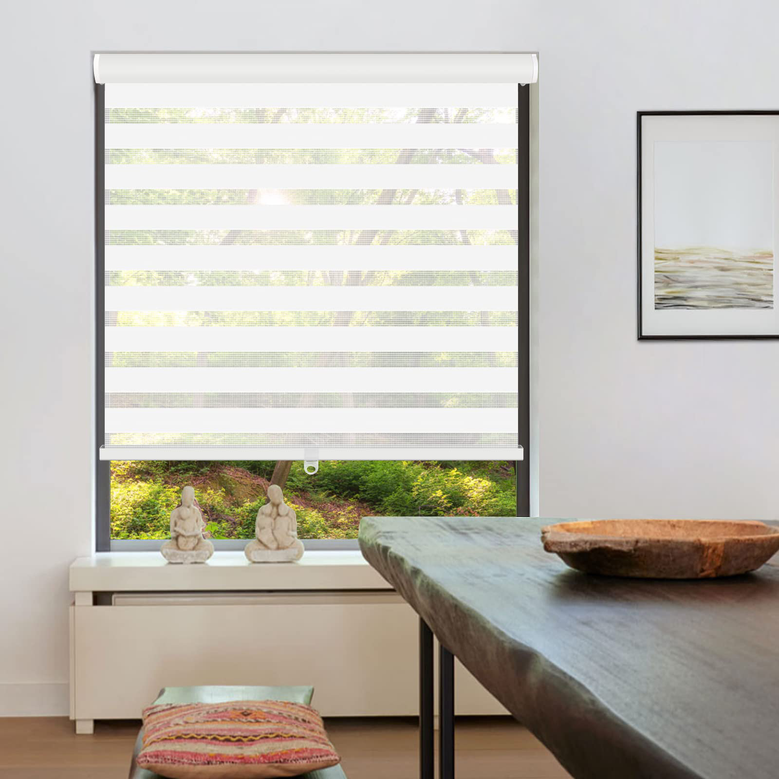 Symple Stuff Cordless Zebra Blinds Roller Shades For Window-Dual Layer ...