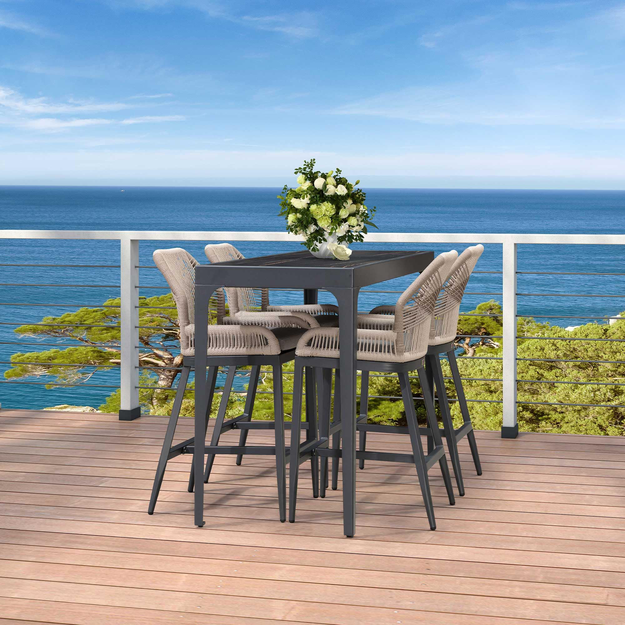 Corrigan Studio® Counter Height Table Patio Rectangular Table Dining ...