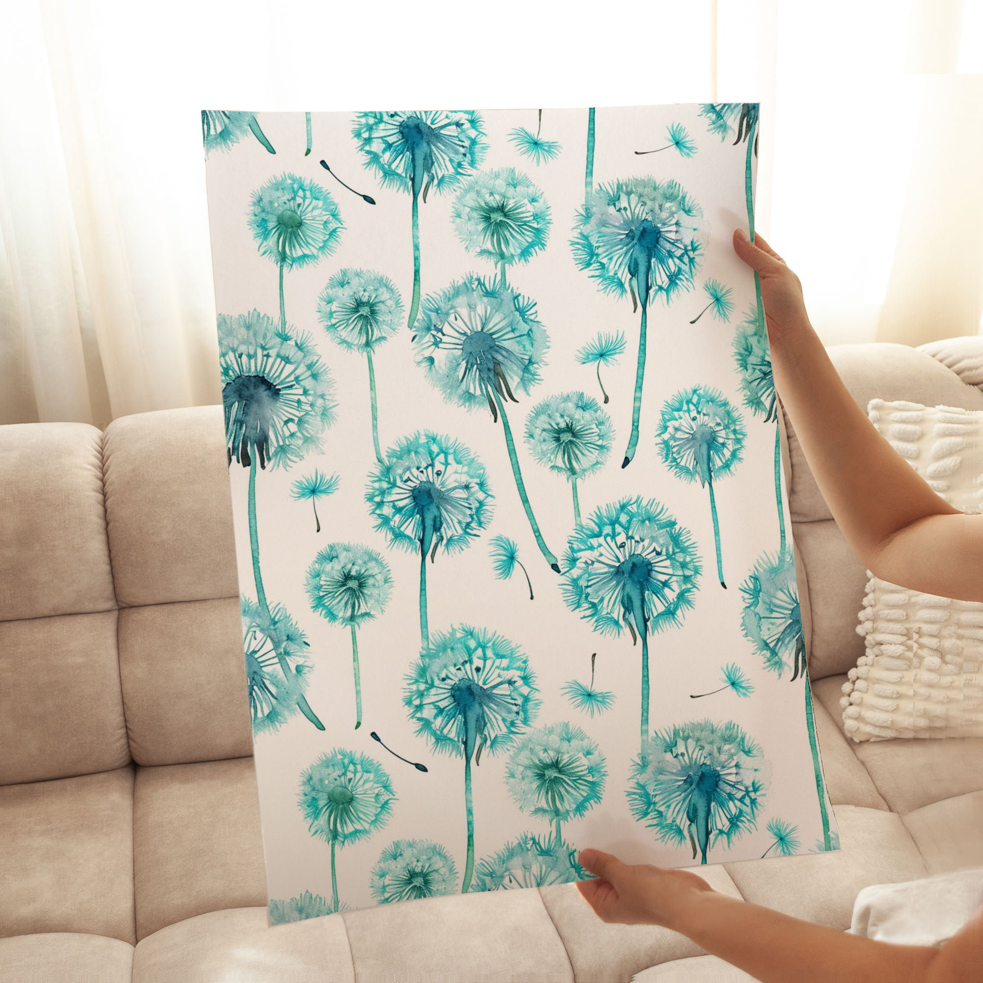 Winston Porter Botanical Turquoise Teal Dandelions II Modern Unframed ...