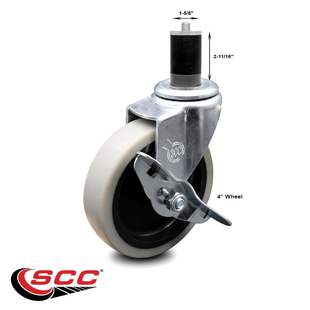 Service Caster Thermoplastic Rubber Expanding Stem Caster with Brake ...