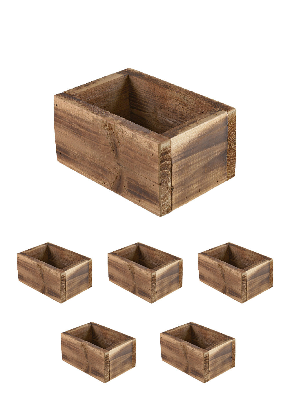 Serene Spaces Living 7" Everlyn Wood Mini Planter Box, Pack Of 6 | Wayfair
