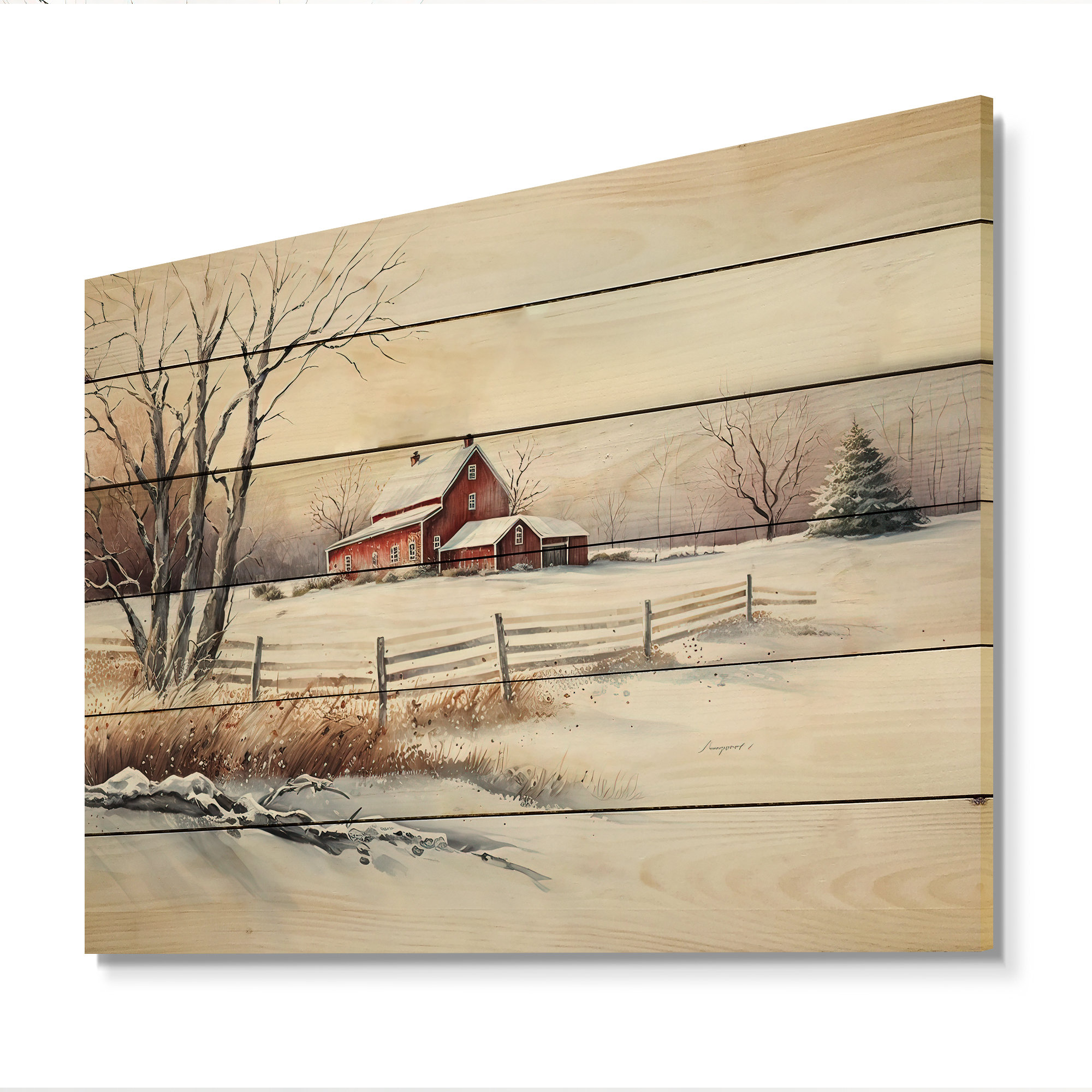 August Grove® Kailey Cold Winter View On The Country V - Unframed Print ...
