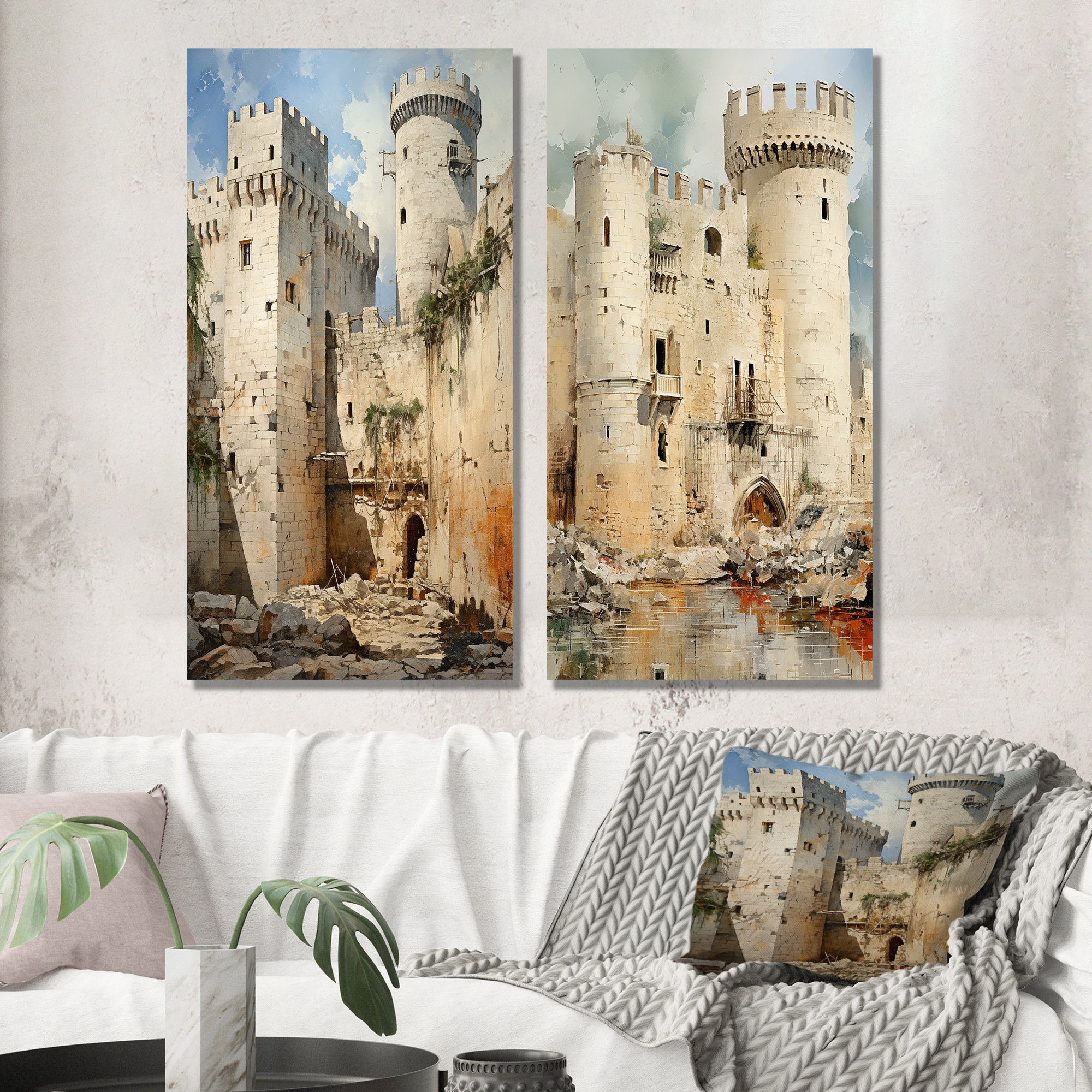 Astoria Grand French Castle Of Avignon - Castles Canvas Wall Art Set Of ...