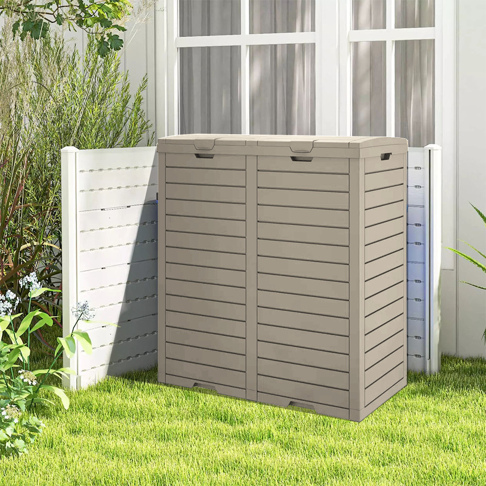 Olilawn Resin Manual Lift Curbside Trash & Recycling Bin - 62 Gallons ...