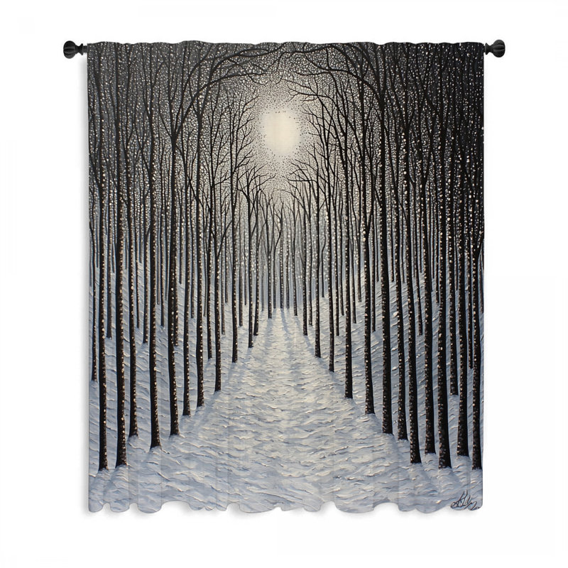 East Urban Home Snowy Forest Window Curtains, Nature Blockout & Sheer ...