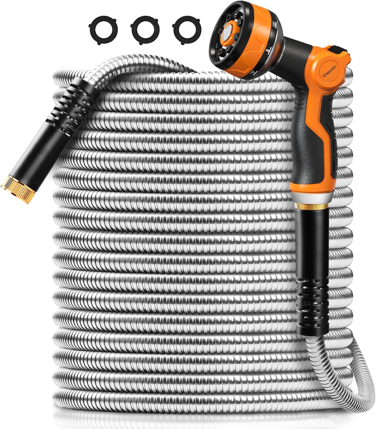 AirPartyPros Metal Garden Hose 50FT, Heavy Duty 304 Stainless Steel ...