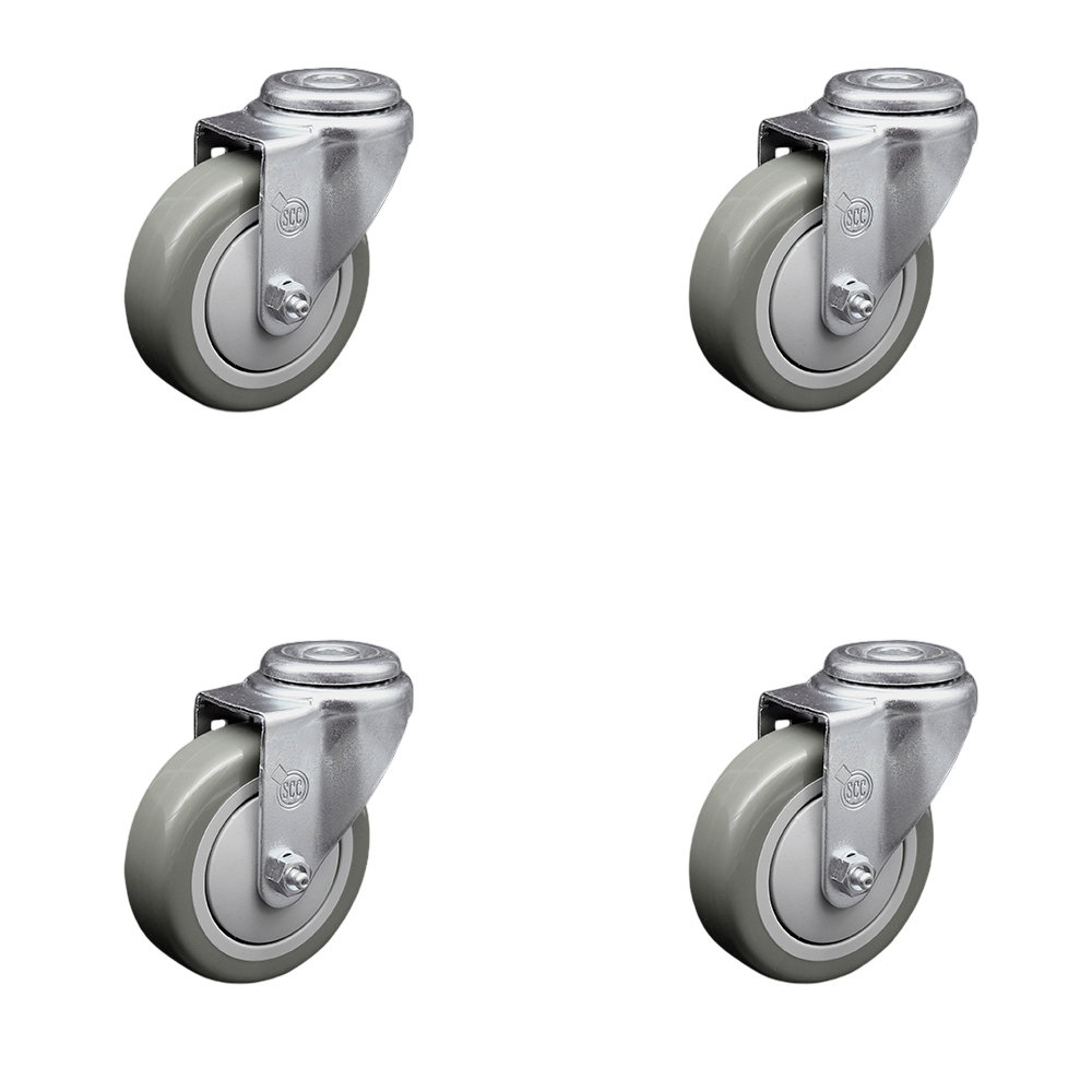 Service Caster SS Polyurethane Wheel Swivel Bolt Hole Caster Set ...
