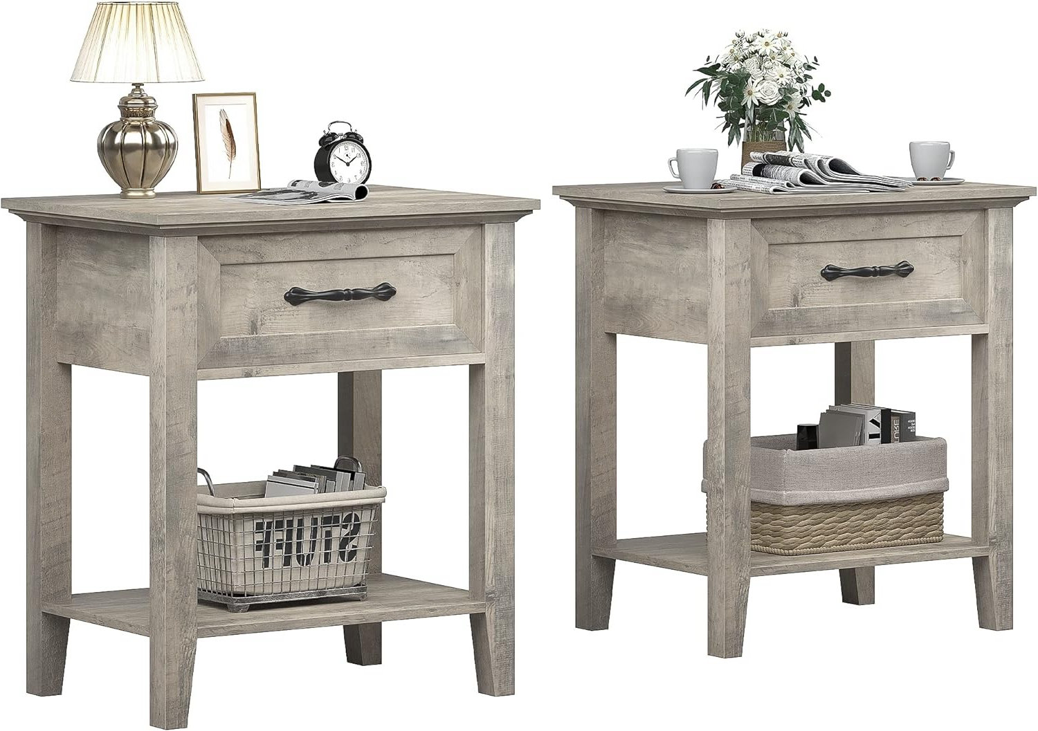 Winston Porter 2Pcs End Table With Drawer, 2 Tiers & Reviews | Wayfair