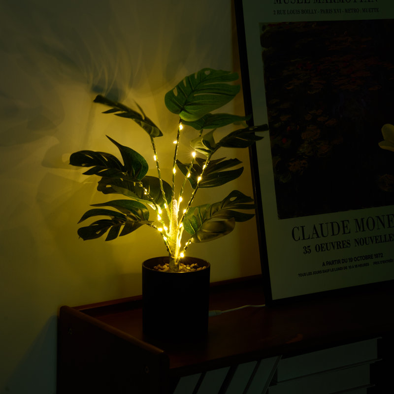 Wrought Studio™ Lighted Simulation Monstera Gordillo | Wayfair