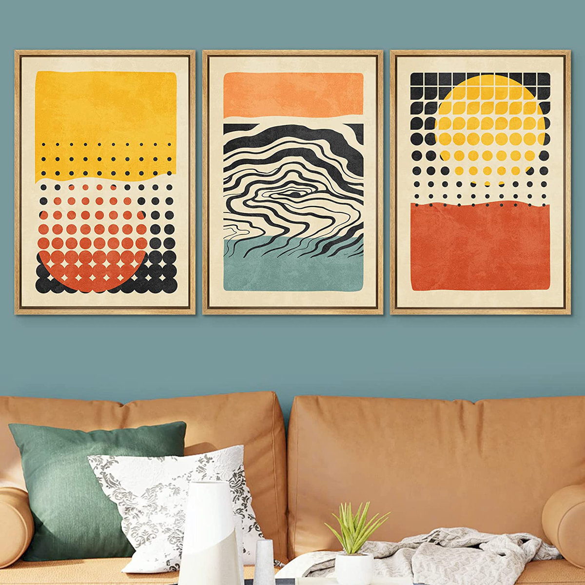 IDEA4WALL Abstract Vibrant Color Blocks Mid-Century Colorful Polygon ...