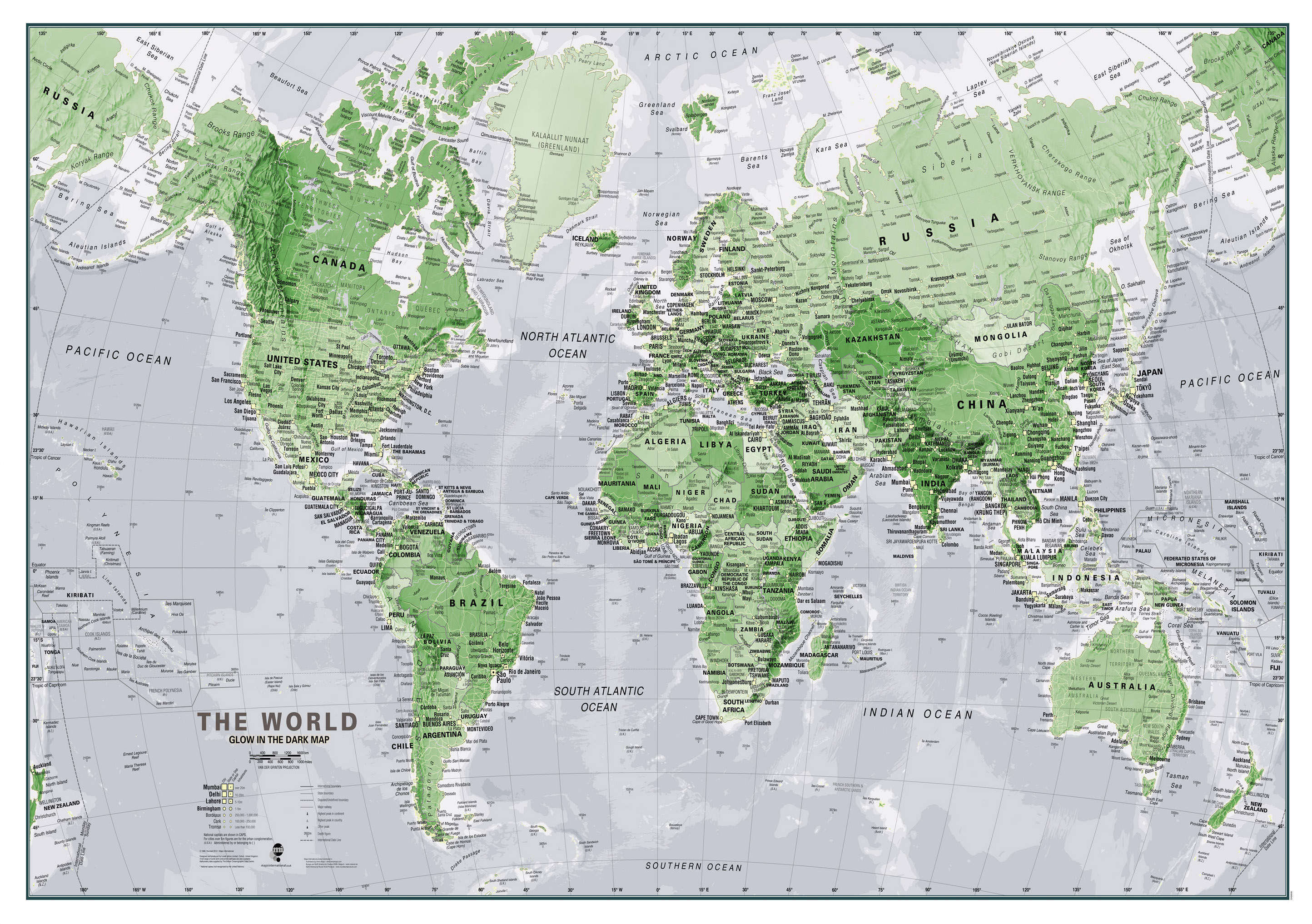 Maps International 33'' W x 23'' H Dry Erase And Laminated World Map ...