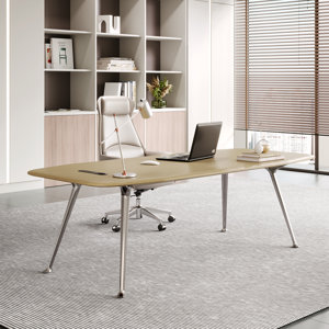 Ivy Bronx Office Desk With Chrome-plated Legs and a Built-in Desktop ...