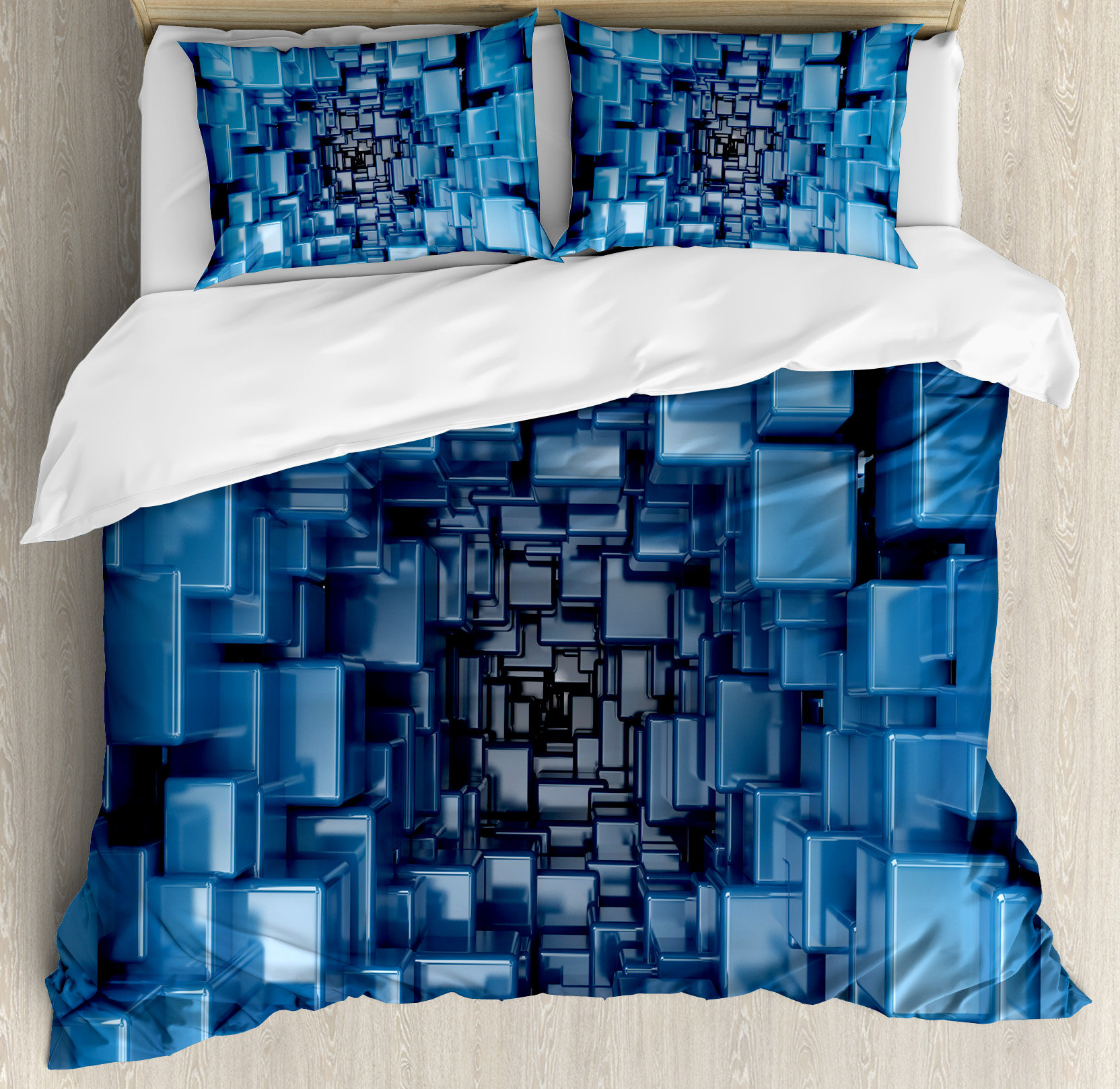 Ambesonne Abstract Digital Stylized Dimensional Square Shaped Cubes ...