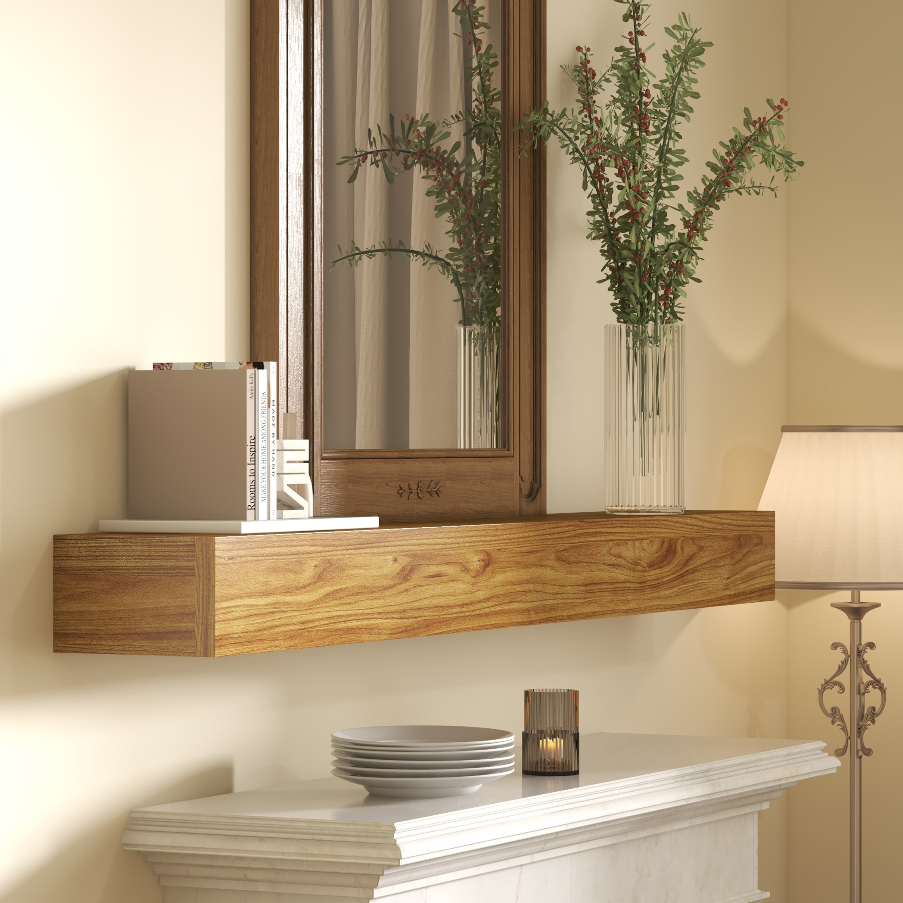 Ebern Designs 60" Classic Style Pine Fireplace Mantel & Reviews | Wayfair