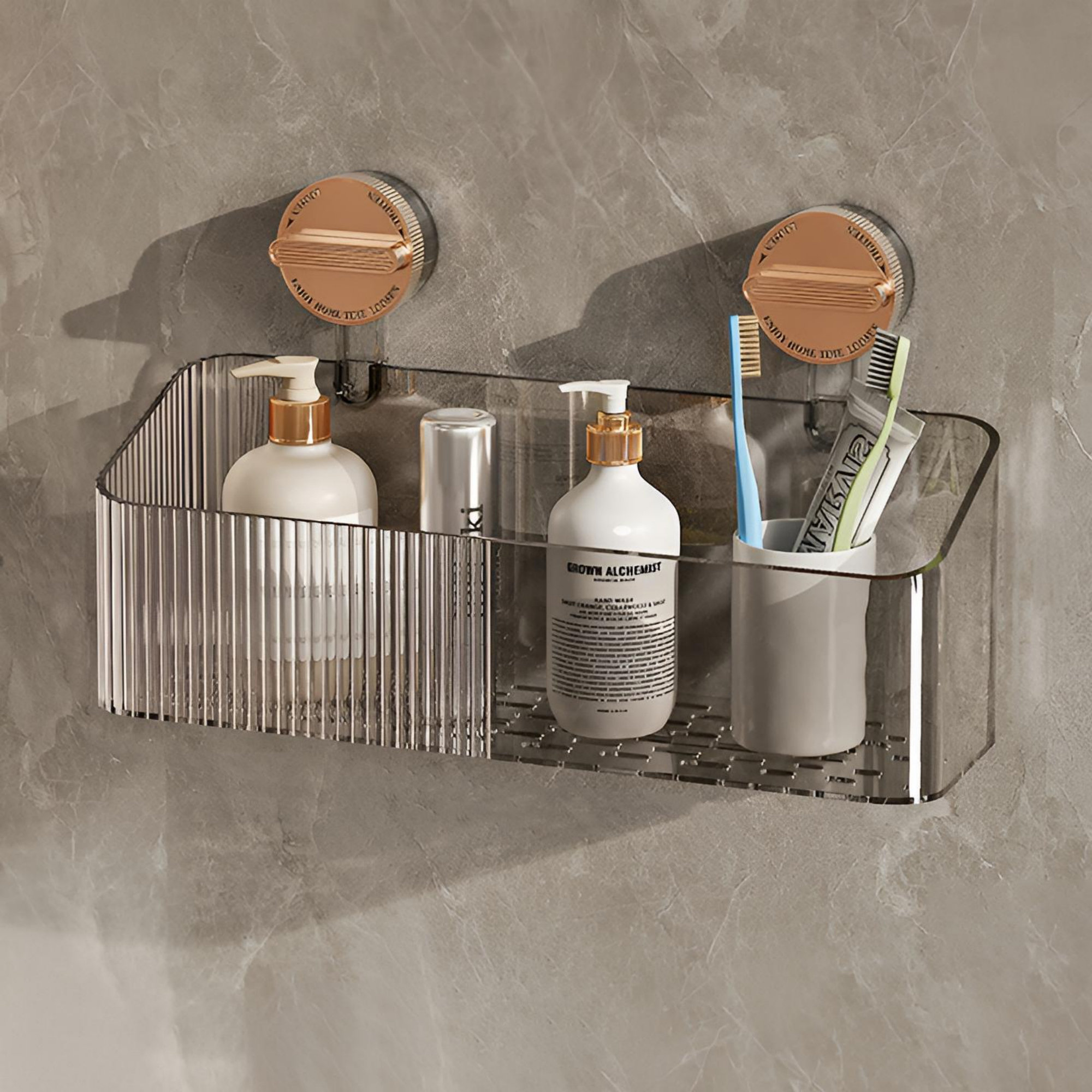Rebrilliant Non Perforated Strong Suction Cup Bathroom Storage Rack ...