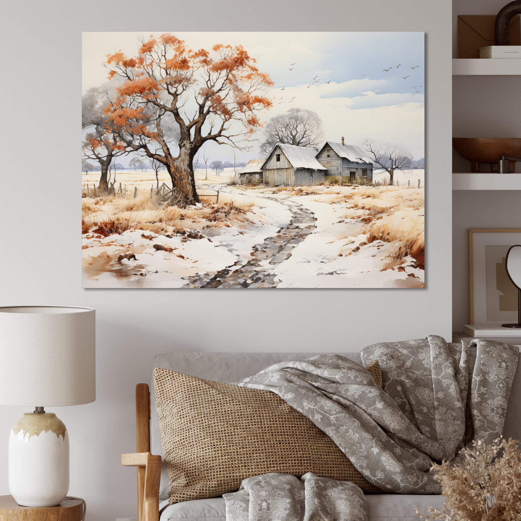 Winston Porter Martise Farmhouse Farmstead Winter Pointillism II ...